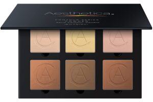 aesthetica cosmetics contour and highlighting powder foundation palette/contouring makeup kit; easy-to-follow, step-by-step instructions included