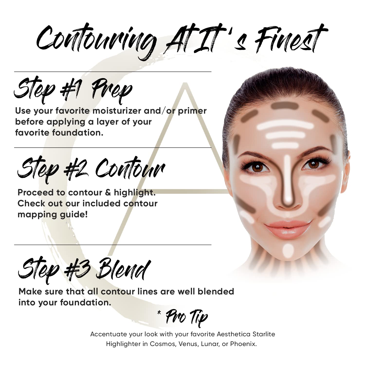 Aesthetica Cosmetics Contour and Highlighting Powder Foundation Palette/Contouring Makeup Kit; Easy-to-Follow, Step-by-Step Instructions Included