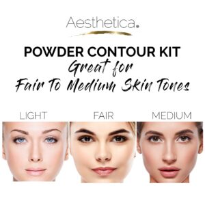 Aesthetica Cosmetics Contour and Highlighting Powder Foundation Palette/Contouring Makeup Kit; Easy-to-Follow, Step-by-Step Instructions Included