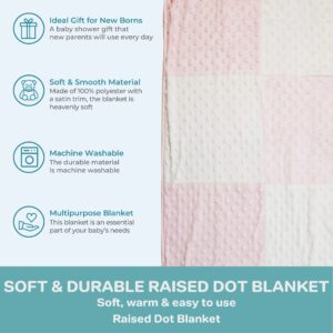 Spasilk Raised Dot Blanket, Baby Blanket with Satin Trim, Minky Baby Blanket, Pink