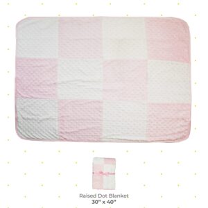 Spasilk Raised Dot Blanket, Baby Blanket with Satin Trim, Minky Baby Blanket, Pink