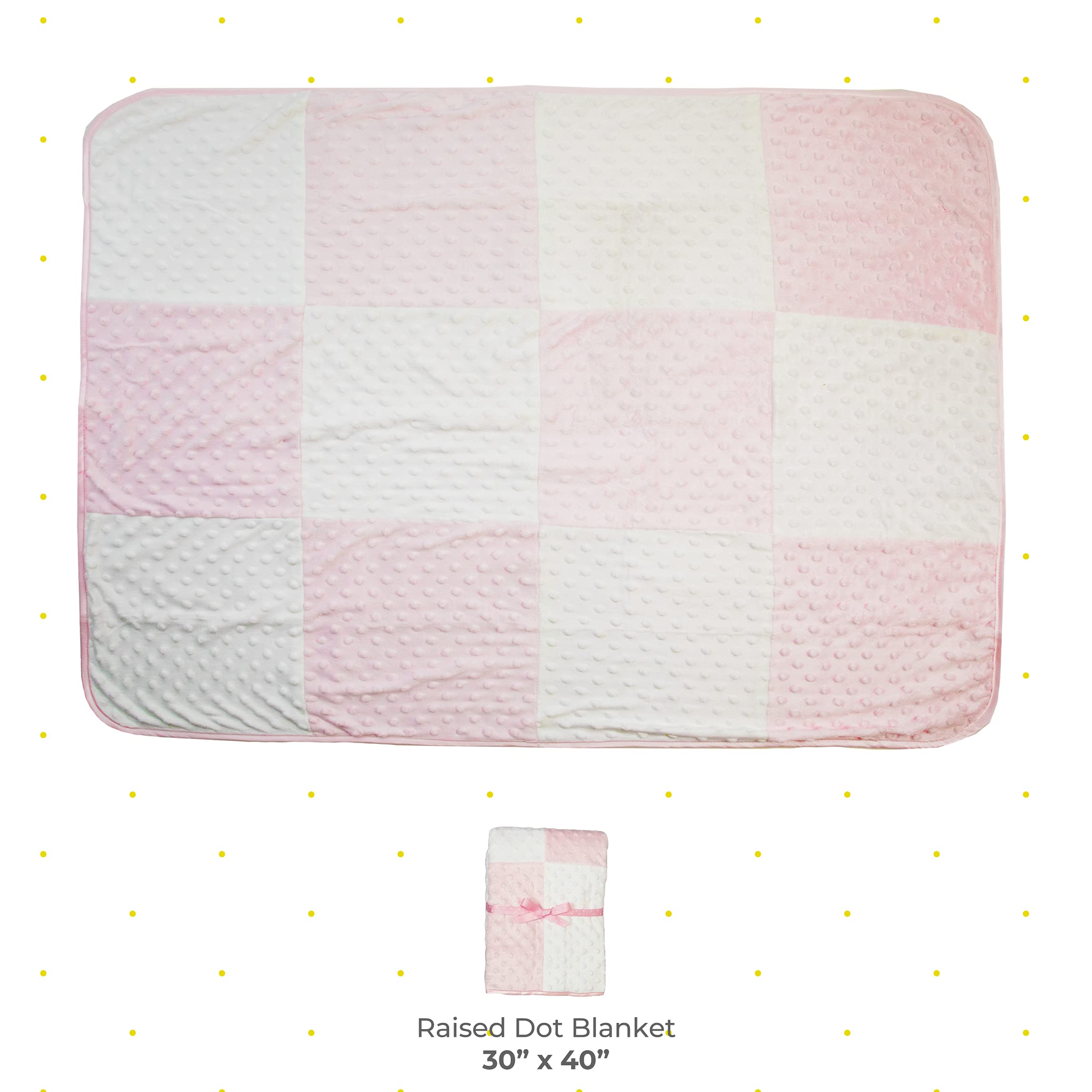 Spasilk Raised Dot Blanket, Baby Blanket with Satin Trim, Minky Baby Blanket, Pink