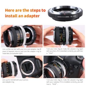 K&F Concept Pro Lens Mount Adapter Compatible for Canon FD FL 35mm SLR Lens to Canon EOS (EF, EF-S) Camera, Compatible with Canon 1D, 1DS, Mark II, III, IV, Digital Rebel T5i, T4i, T3i, T3