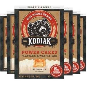 kodiak cakes protein pancake power cakes, flapjack and waffle baking mix, buttermilk, 20 oz, (pack of 6)