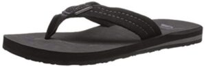 quiksilver men's carver suede 3 point flip flop athletic sandal, solid black, 11 m us