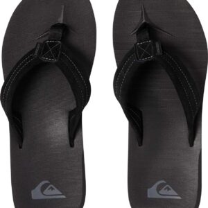 Quiksilver Men's Carver Suede 3 Point Flip Flop Athletic Sandal, Solid Black, 11 M US