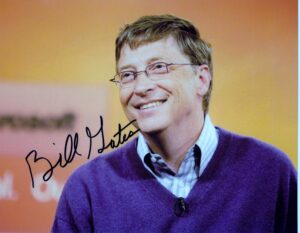 kirkland signature bill gates, microsoft, 8 x 10 photo autograph on glossy photo paper