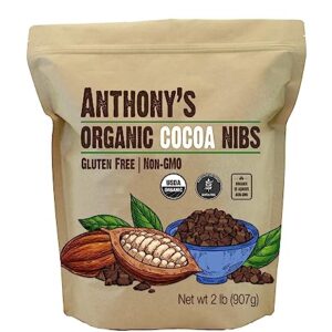 Anthony's Organic Cacao Cocoa Nibs, 2 lb, Batch Tested and Verified Gluten Free