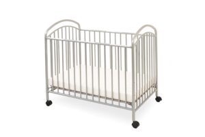 la baby classic arched compact size metal non-folding crib, white