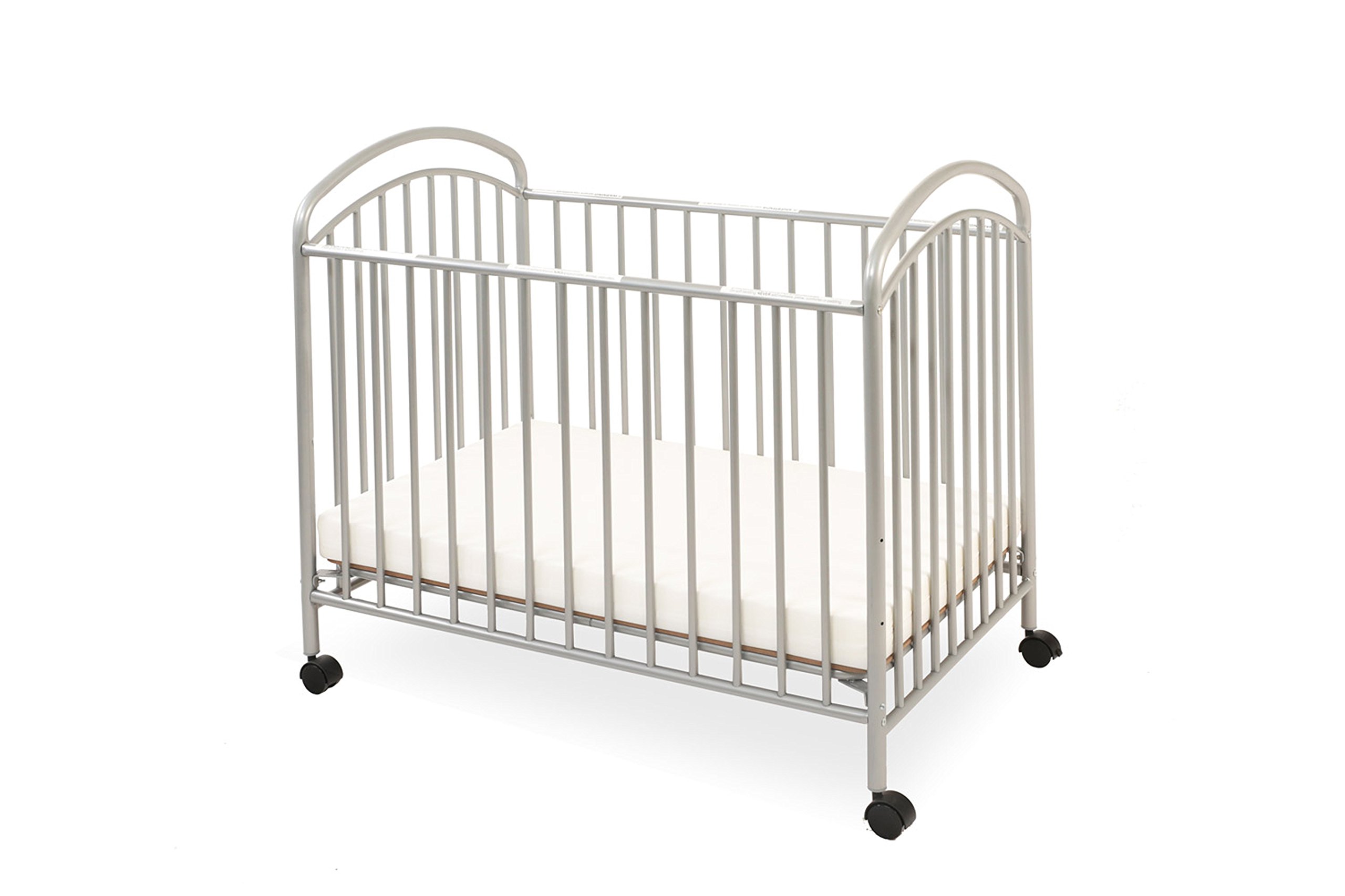 LA Baby Classic Arched Compact Size Metal Non-Folding Crib, White