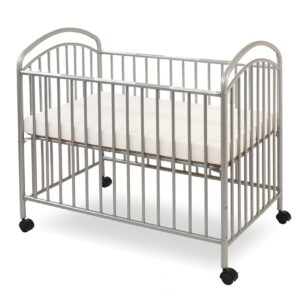 LA Baby Classic Arched Compact Size Metal Non-Folding Crib, White