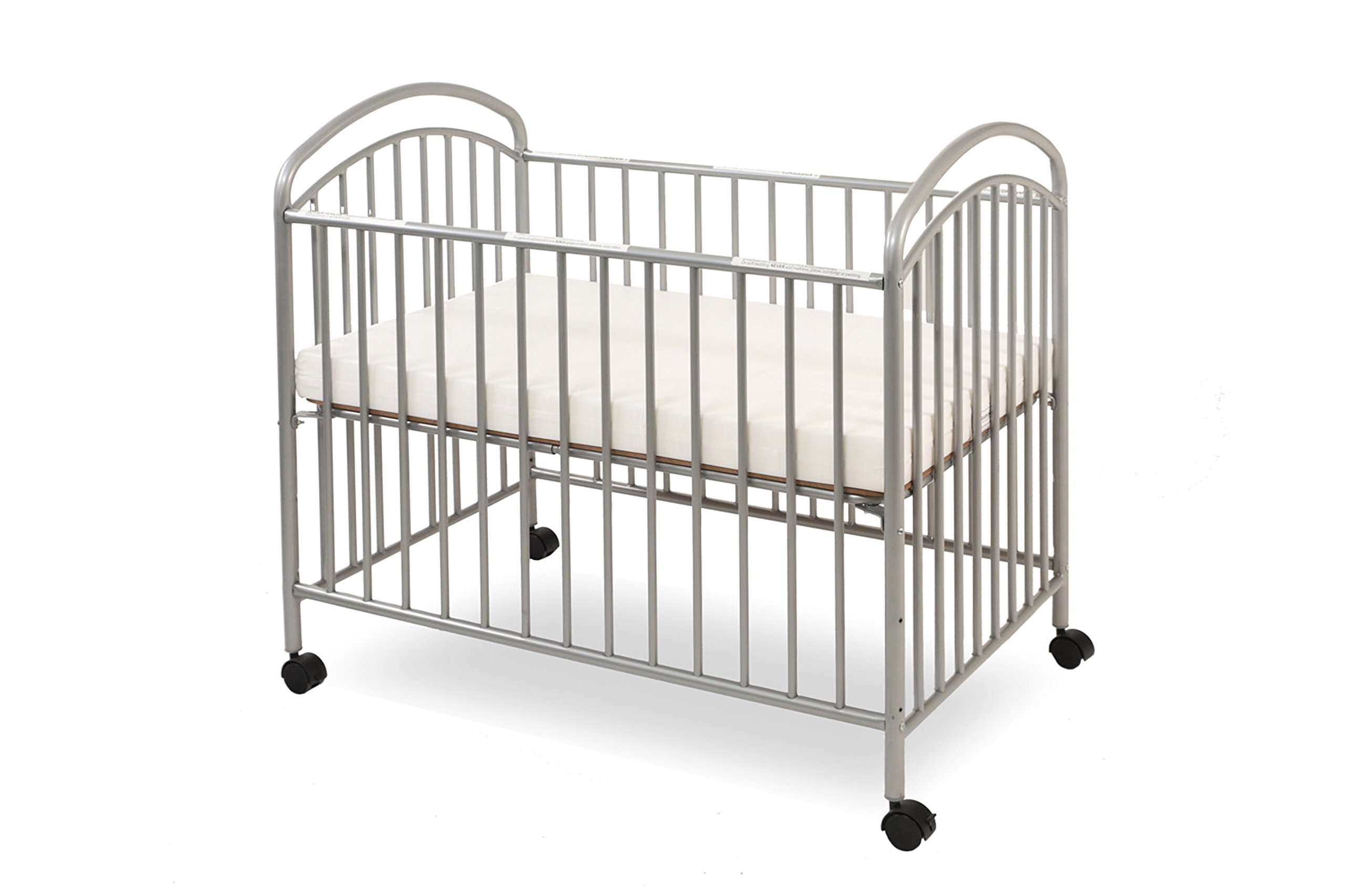 LA Baby Classic Arched Compact Size Metal Non-Folding Crib, White