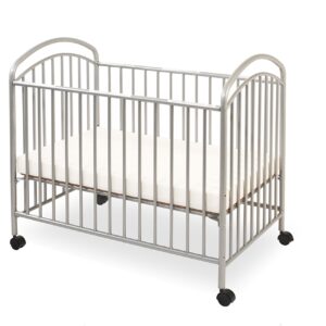 LA Baby Classic Arched Compact Size Metal Non-Folding Crib, White