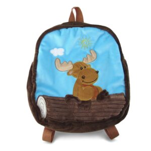 Puzzled DolliBu Moose Stuffed Animal Backpack - Super Soft Plush Stuffed Animal Bag for Children Accessories, Kids First Travel Plush Bag Toy For Boys & Girls- 11"