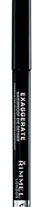 Rimmel London Exaggerate Waterproof Eye Definer Eyeliner, Highly Pigmented, Long-Wearing, Built-In Smudger, 262, Blackest Black, 0.01oz