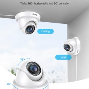 ZOSI 2MP 1920TVL Hybrid 4 in 1 TVI CVI AHD CVBS Security Camera,1080P HD Weatherproof Outdoor Indoor Surveillance Cam,Night Vision,For 960H,720P,1080P,5MP,4K analog DVR - White