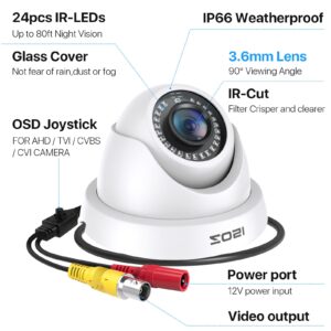 ZOSI 2MP 1920TVL Hybrid 4 in 1 TVI CVI AHD CVBS Security Camera,1080P HD Weatherproof Outdoor Indoor Surveillance Cam,Night Vision,For 960H,720P,1080P,5MP,4K analog DVR - White