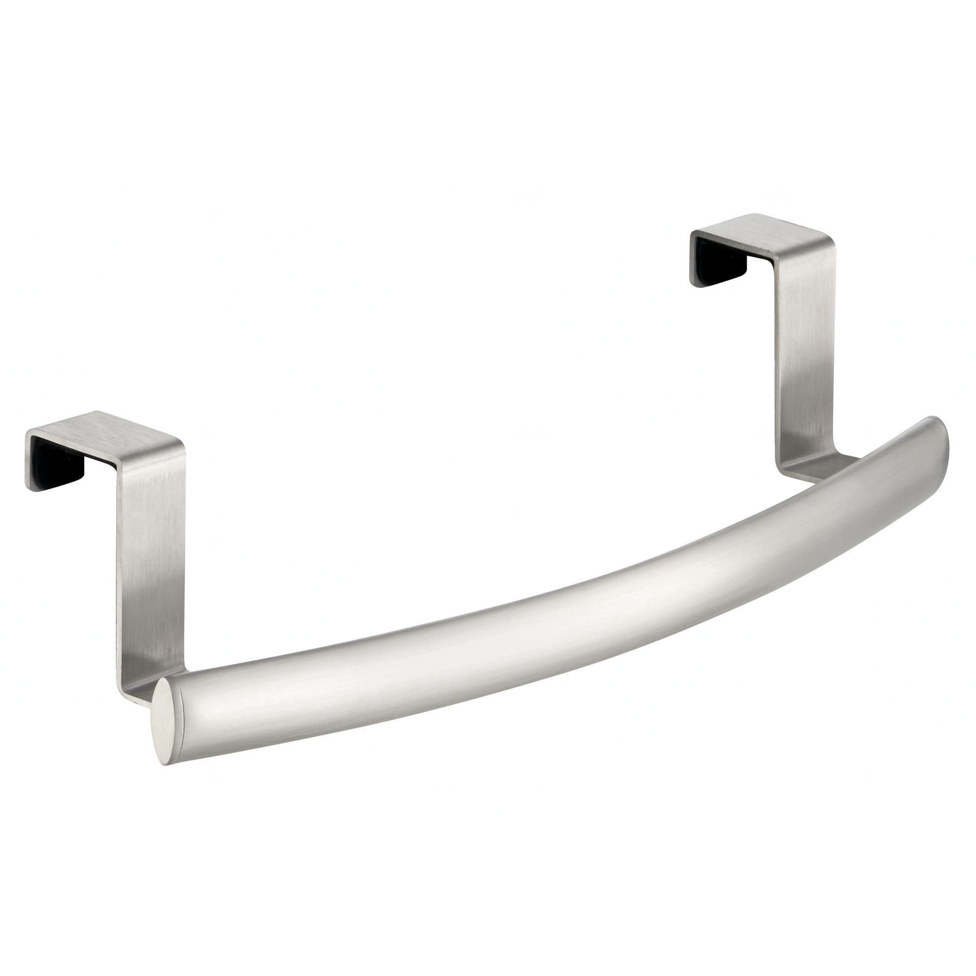 iDesign Axis Curved Over-the-Cabinet Kitchen Bar Holder for Dish and Hand Towels, Pot Holders, 9.75" x 2.75" x 2.5" - Brushed Stainless Steel