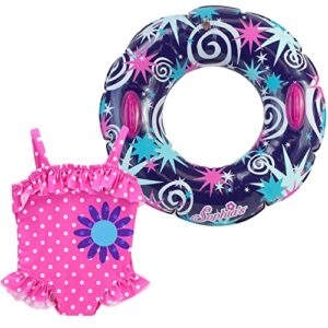 Sophia's 18" Doll Pink with White Polka Dots Ruffle Bathing Suit and Inflatable Inner Tube