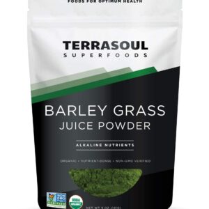 Terrasoul Superfoods Organic Barley Grass Juice Powder, 5 Oz - USA Grown | Made From Concentrated Juice | Superior to Barley Grass