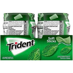 Trident Unwrapped Spearmint Sugar Free Gum, 4 Bottles of 50 Pieces (200 Total Pieces)