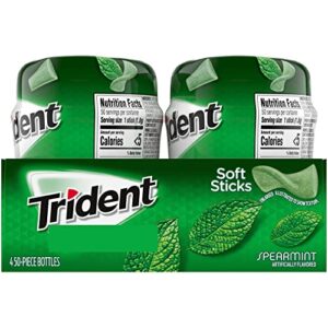 Trident Unwrapped Spearmint Sugar Free Gum, 4 Bottles of 50 Pieces (200 Total Pieces)