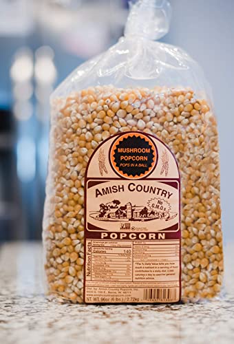 Amish Country Popcorn | 6 lb Bag | Mushroom Popcorn Kernels | Old Fashioned, Non-GMO and Gluten Free (Mushroom - 6 lb Bag)