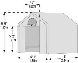 shelterlogic 70600 greenhouse peak roof style backyard grow house with integrated shelving, 6' x 8' x 6.5', translucent