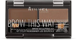 rimmel brow this way sculpting kit, medium brown, powder 0.04 ounce, wax 0.03 ounce