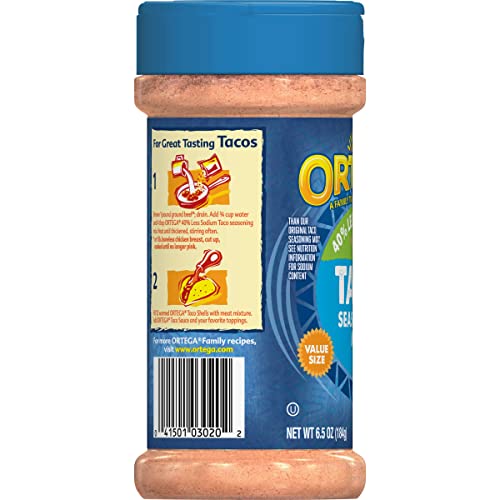 Ortega Seasoning Mix, 40% Less Sodium Taco, 6.5 Ounce