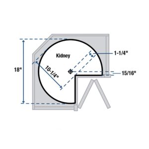 Knape & Vogt PKN18ST-W Kidney Shaped Polymer Lazy Susan Cabinet Organizer, 31.5 x 18 x 18-Inch,White