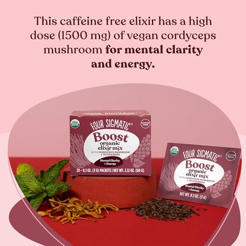 Cordyceps Mushroom Elixir by Four Sigmatic | Coffee Alternative with Organic Cordyceps Mushroom Powder, Rose Hips & Schisandra | Support Energy & Athletic Performance, Keto & Portable | Pack of 20