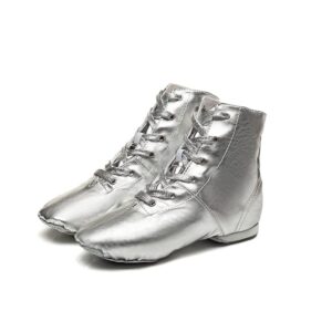 PU Women's Jazz Dance Boots Silver,10.5 M US