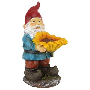 design toscano qm19474 sunflower sammy garden gnome birdfeeder statue, full color