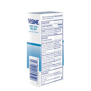 Visine Dry Eye Relief Lubricant Eye Drops with Polyethylene Glycol 400 to Moisturize and Soothe Irritated, Gritty and Dry Eyes, Designed to Work Like Real Tears, 0.5 fl. oz