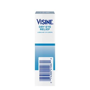 Visine Dry Eye Relief Lubricant Eye Drops with Polyethylene Glycol 400 to Moisturize and Soothe Irritated, Gritty and Dry Eyes, Designed to Work Like Real Tears, 0.5 fl. oz