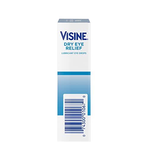 Visine Dry Eye Relief Lubricant Eye Drops with Polyethylene Glycol 400 to Moisturize and Soothe Irritated, Gritty and Dry Eyes, Designed to Work Like Real Tears, 0.5 fl. oz