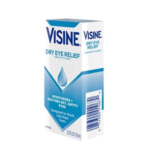 Visine Dry Eye Relief Lubricant Eye Drops with Polyethylene Glycol 400 to Moisturize and Soothe Irritated, Gritty and Dry Eyes, Designed to Work Like Real Tears, 0.5 fl. oz