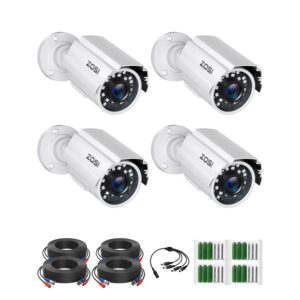 zosi 4 pack 2.0mp 1080p hd-tvi security cameras,outdoor indoor,80ft night vision,1920tvl,weatherproof surveillance cctv bullet camera for 720p/1080n/1080p/5mp/4k hd-tvi ahd cvi analog dvr systems