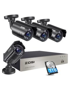 zosi 3k lite security camera system with ai human vehicle detection,h.265+ 8ch hd tvi video dvr recorder with 4x hd 1920tvl 1080p indoor outdoor weatherproof cctv cameras,remote access,1tb hard drive