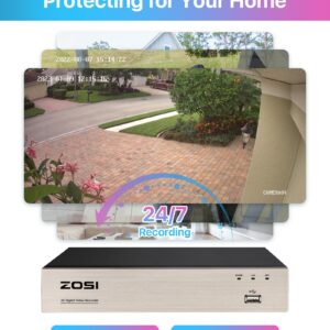 ZOSI 3K Lite Security Camera System with AI Human Vehicle Detection,H.265+ 8CH HD TVI Video DVR Recorder with 4X HD 1920TVL 1080P Indoor Outdoor Weatherproof CCTV Cameras,Remote Access,1TB Hard Drive