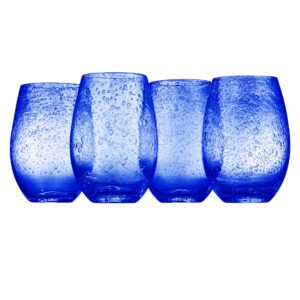 artland iris stemless glasses, cobalt, set of 4