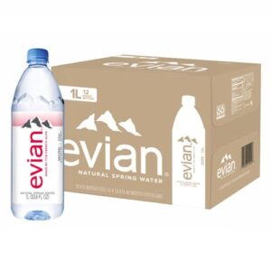 evian natural spring water, ph balanced with natural electrolytes, 33.8fl oz./1l bottles (pack of 12)