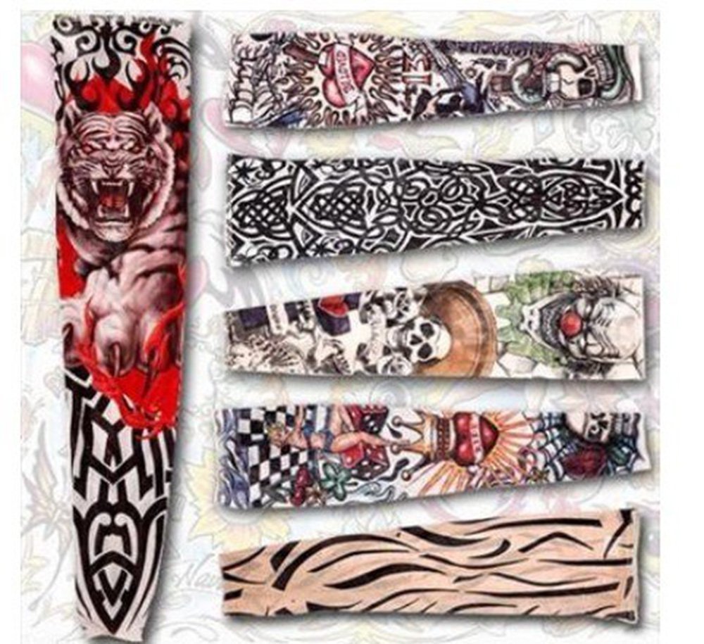 YARIEW 6pcs Temporary Tattoo Sleeves, 6pcs Set Arts Temporary Fake Slip On Tattoo Arm Sleeves Kit