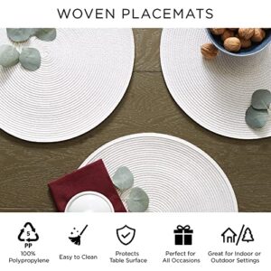 DII Classic Woven Tabletop Collection, Indoor/Outdoor Placemat Set, Round, 15" Diameter, Orange, 6 Piece