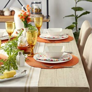 DII Classic Woven Tabletop Collection, Indoor/Outdoor Placemat Set, Round, 15" Diameter, Orange, 6 Piece