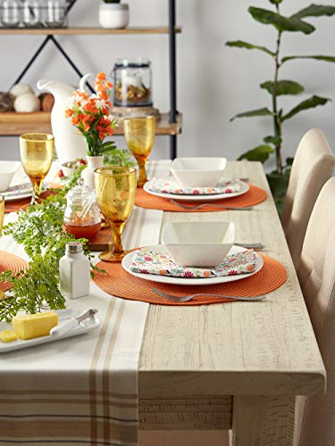 DII Classic Woven Tabletop Collection, Indoor/Outdoor Placemat Set, Round, 15" Diameter, Orange, 6 Piece