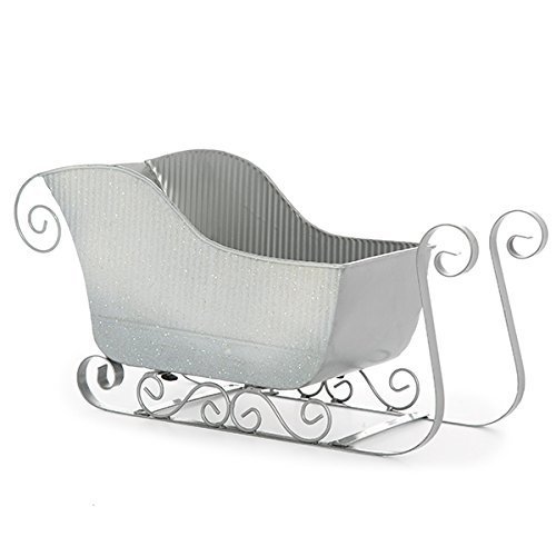 The Lucky Clover Trading Glitter Sleigh Basket - Large 10in Container, Silver