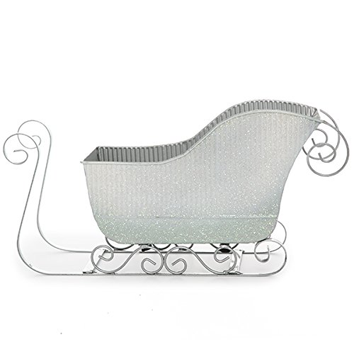 The Lucky Clover Trading Glitter Sleigh Basket - Large 10in Container, Silver