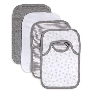 burt's bees baby - bibs, 4-pack lap-shoulder drool cloths, 100% organic cotton with absorbent terry towel backing (heather grey)